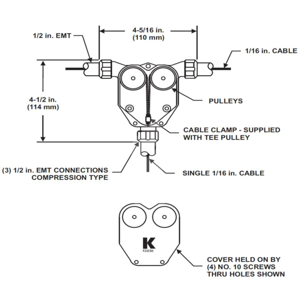 Double Tee Pulley, for cabling 2 RMRs or 2 Mechanical Gas Valves (XV ...