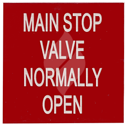 Label "Main Stop Valve Normally Open" 50 x 50mm - Fire Systems Products ...